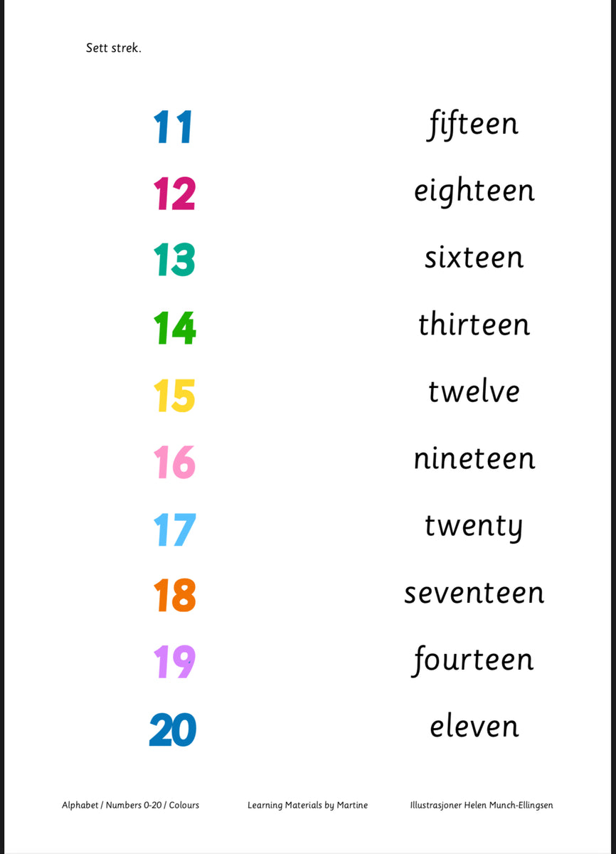 I know the alphabet - numbers 0-20 - colours – Learning Materials by ...