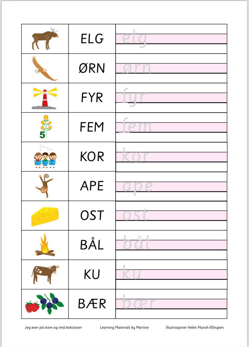 Jeg øver på store og små bokstaver – Learning Materials by Martine