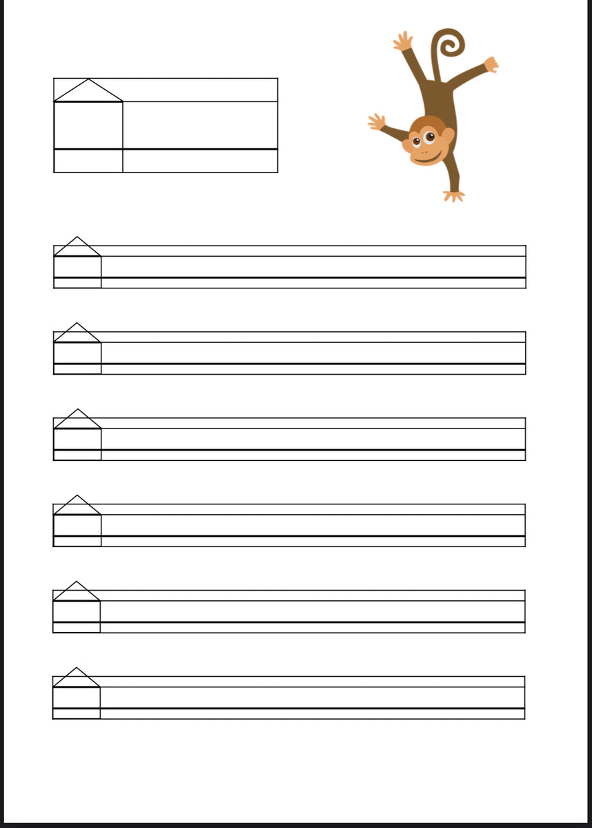 29 bokstavark med linjer og bokstavhus – Learning Materials by Martine